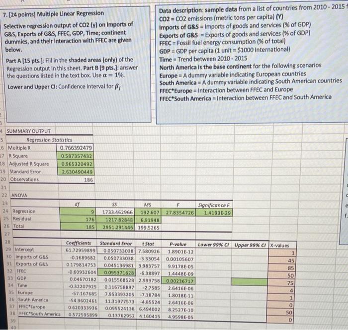 Solved Part B [9 pts.]: Use cell reference to answer the | Chegg.com