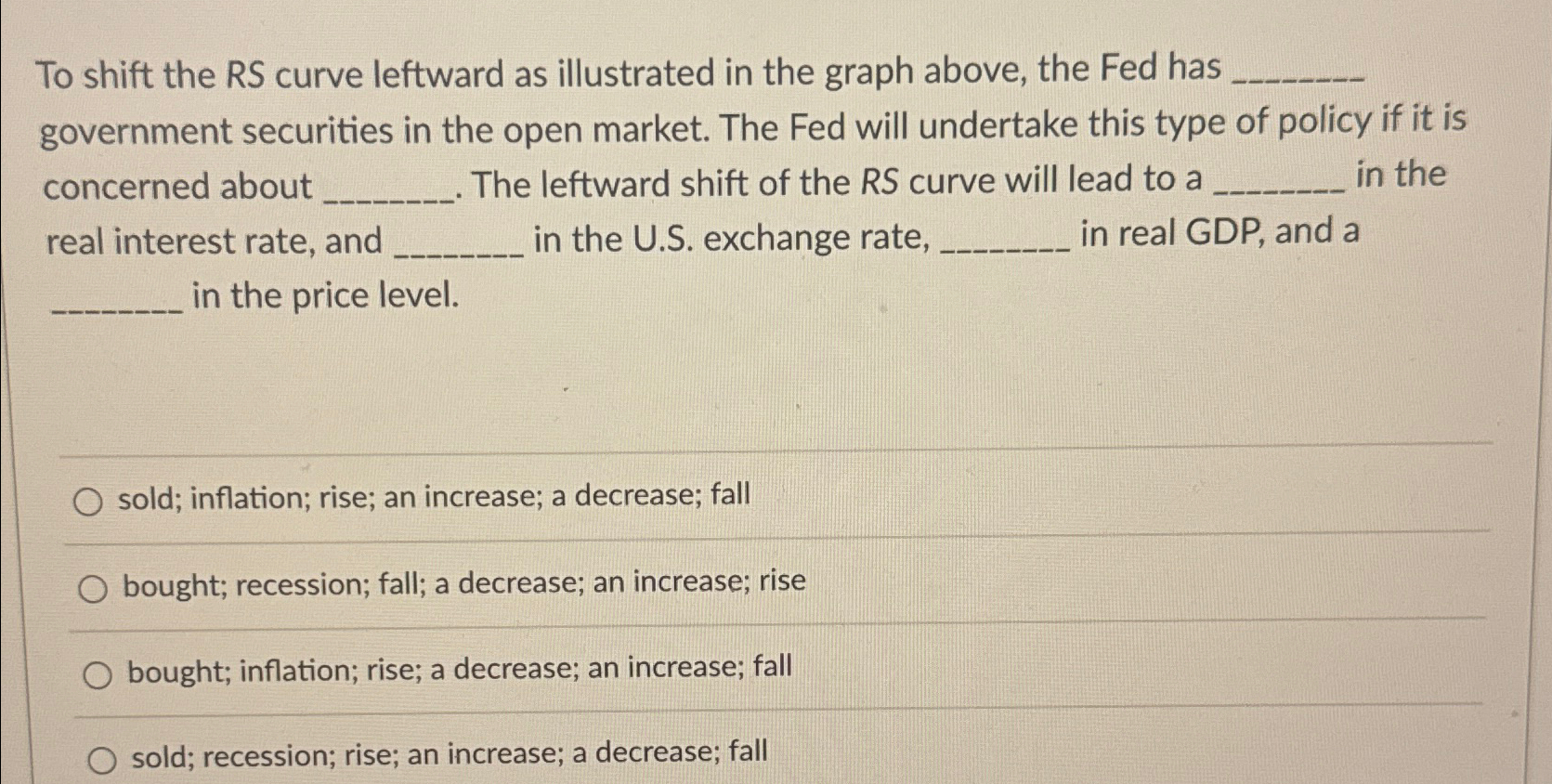 Solved To shift the RS curve leftward as illustrated in the | Chegg.com
