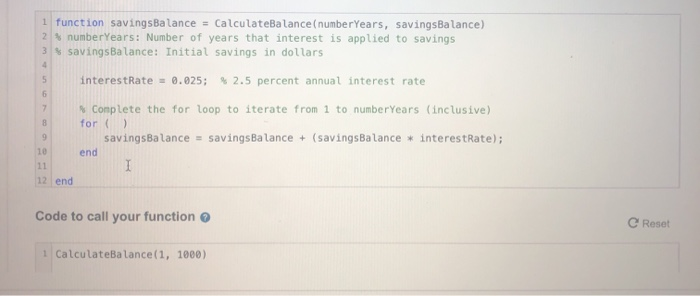 Solved For loops: Savings account The for loop calculates | Chegg.com
