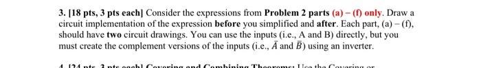 Solved 3. [18 pts, 3 pts each] Consider the expressions from | Chegg.com