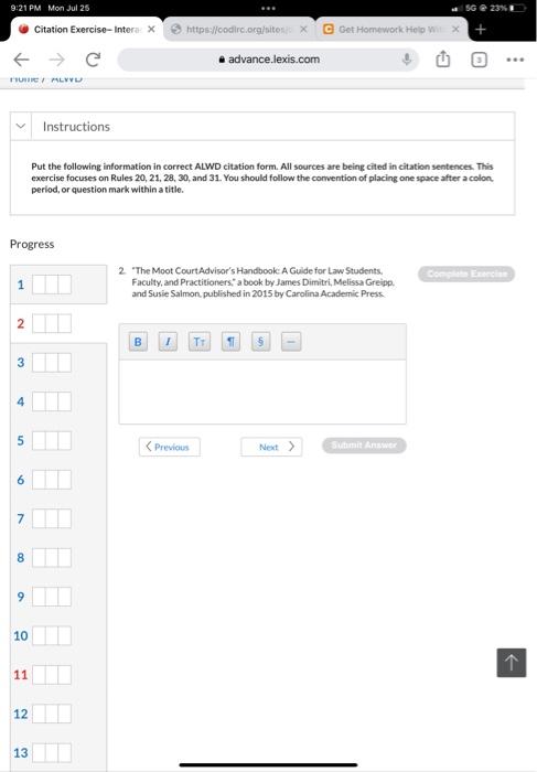 Put the following information in correct. ALWD | Chegg.com