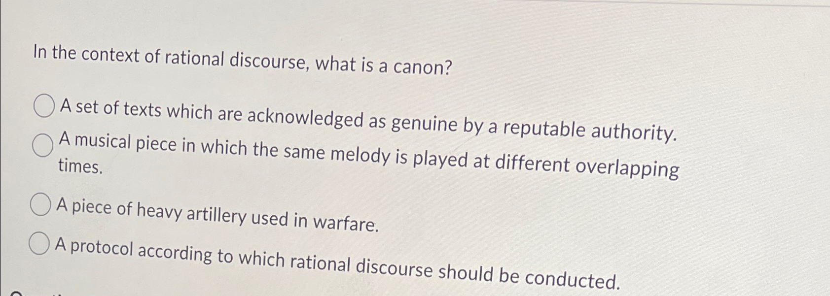 Solved In the context of rational discourse, what is a | Chegg.com