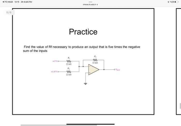 Solved Find the value of Rf necessary to produce an output | Chegg.com