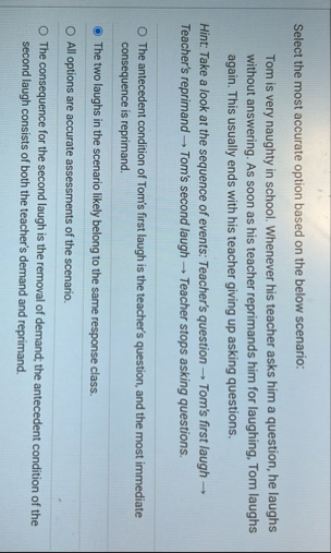 Solved Select the most accurate option based on the below | Chegg.com