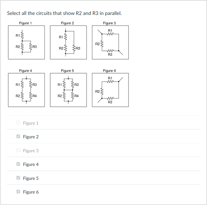 Select all the circuits that show R2 ﻿and R3 ﻿in | Chegg.com