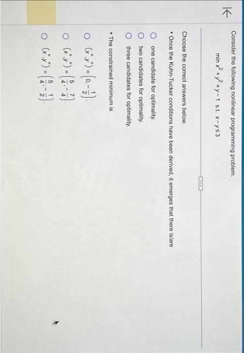 Solved Consider the following nonlinear programming problem. | Chegg.com Solved Consider the following nonlinear programming problem. | Chegg.com