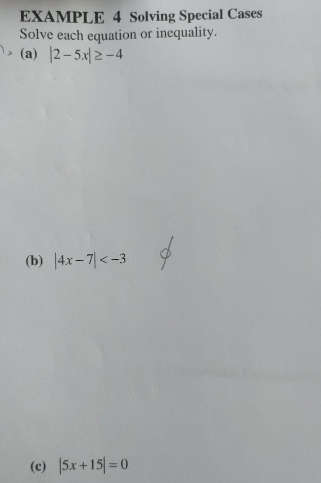 Solved EXAMPLE 4 Solving Special Cases Solve each equation | Chegg.com