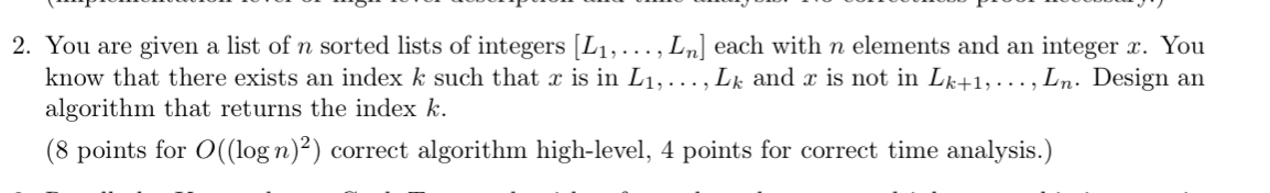 Solved You are given a list of n ﻿sorted lists of integers | Chegg.com