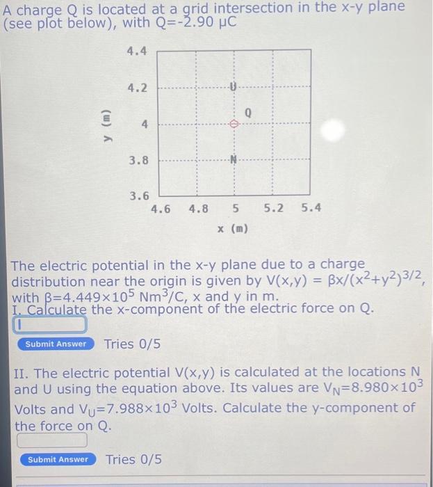 Solved A charge Q is located at a grid intersection in the | Chegg.com