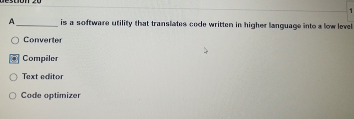 Solved A is a software utility that translates code written | Chegg.com