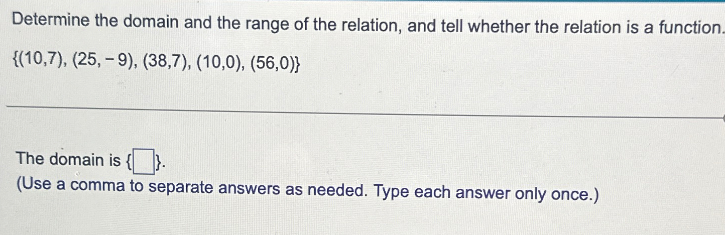 Solved Determine the domain and the range of the relation, | Chegg.com