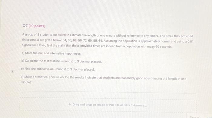 Solved Q7 (10 points) A group of 8 students are asked to | Chegg.com