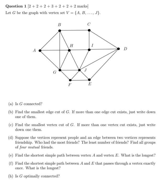Solved Question 1[2+2+2+3+2+2+2 marks ] Let G be the graph | Chegg.com