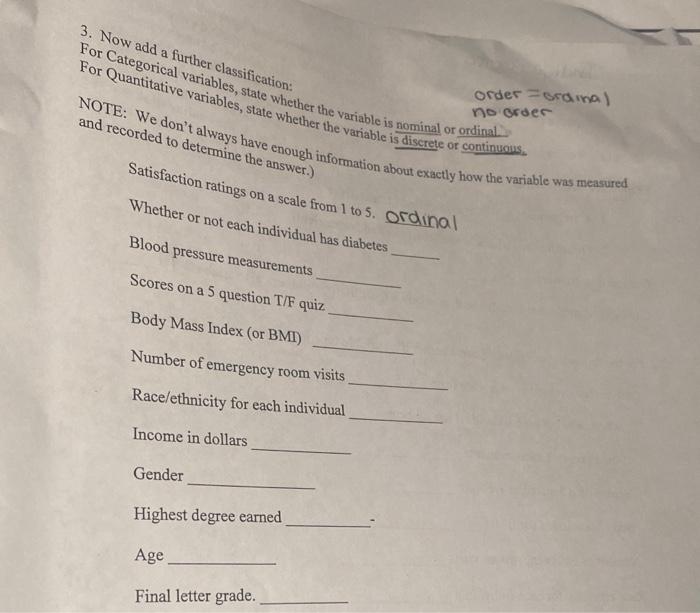 Solved There are two broad types of variables: 1. | Chegg.com