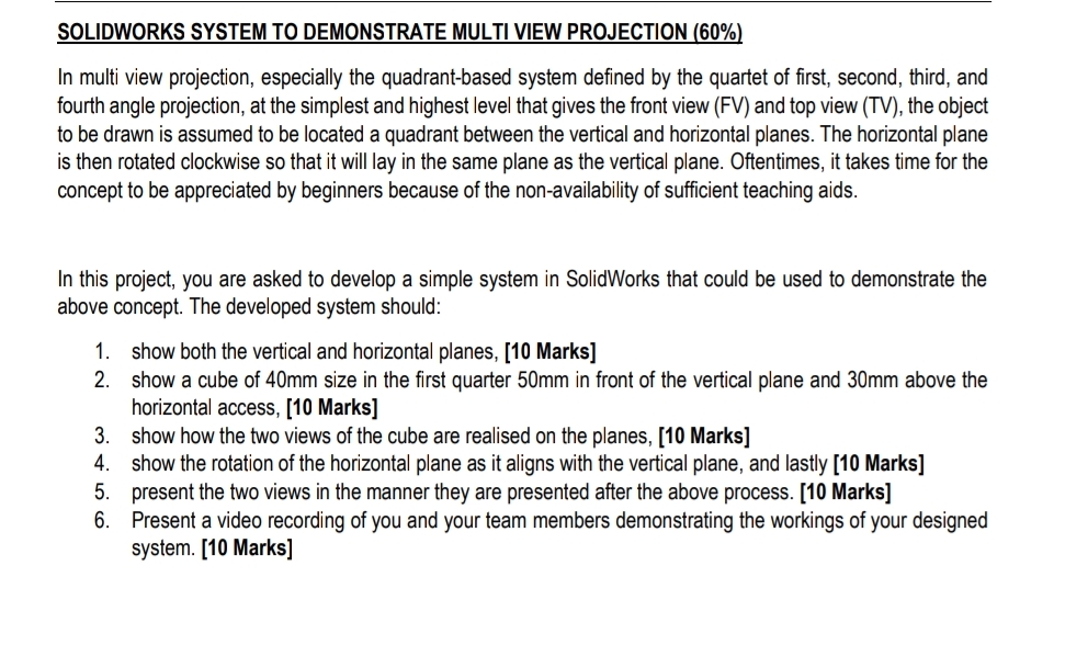 Solved SOLIDWORKS SYSTEM TO DEMONSTRATE MULTI VIEW | Chegg.com
