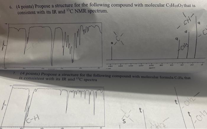 Solved 6. (4 points) Propose a structure for the following | Chegg.com
