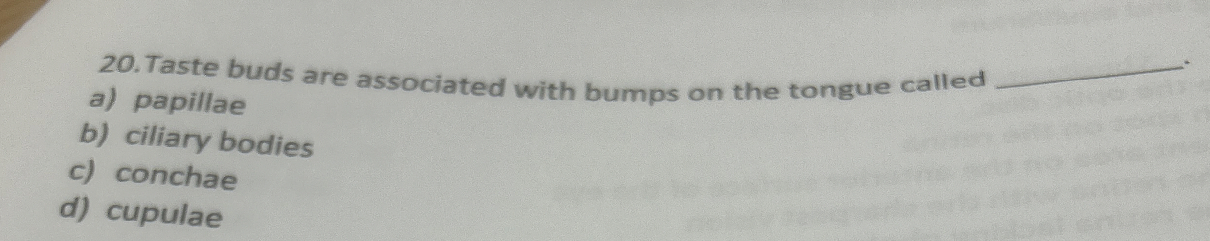 Solved Taste buds are associated with bumps on the tongue | Chegg.com