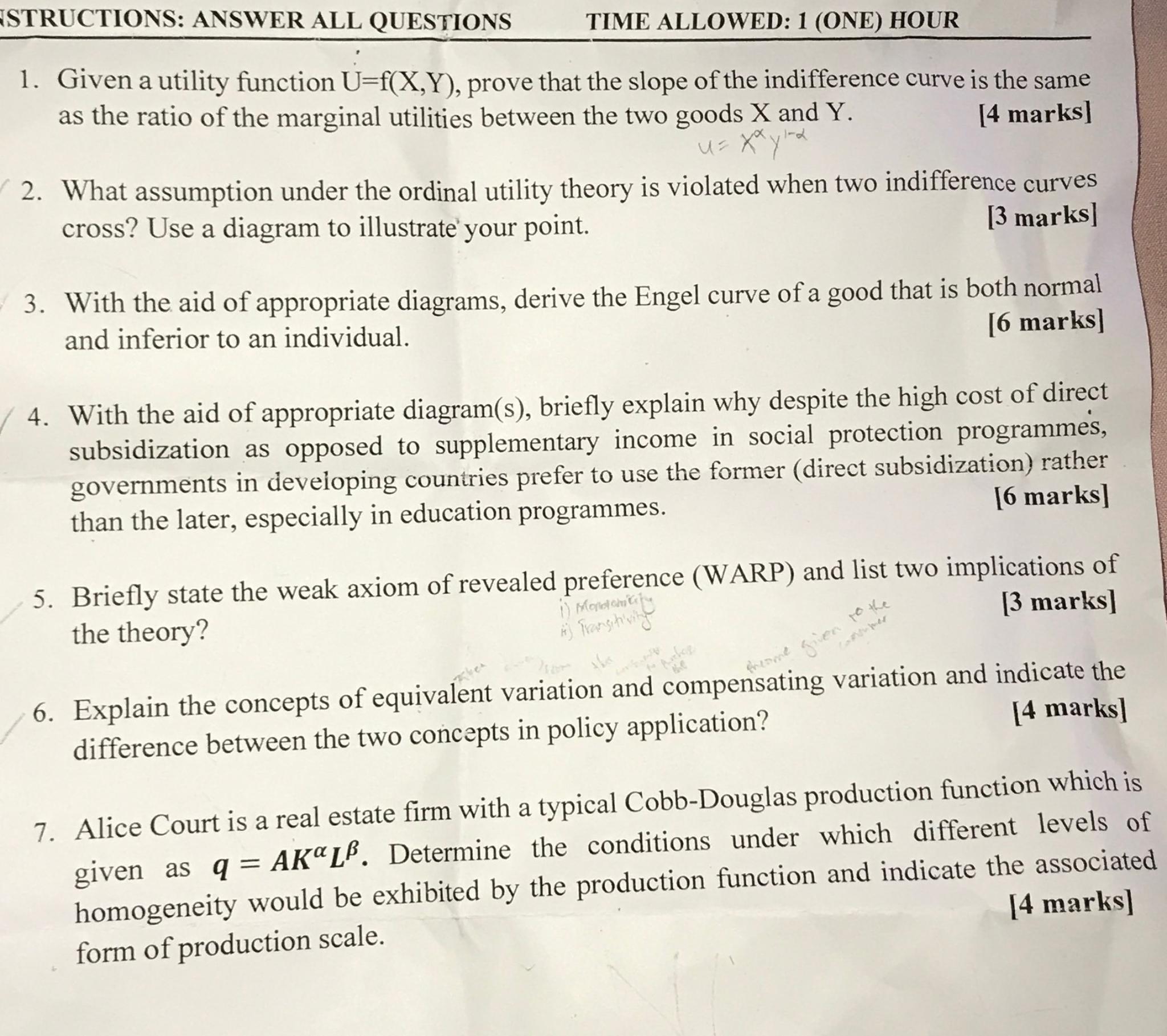 Solved ISTRUCTIONS: ANSWER ALL QUESTIONSTIME ALLOWED: | Chegg.com