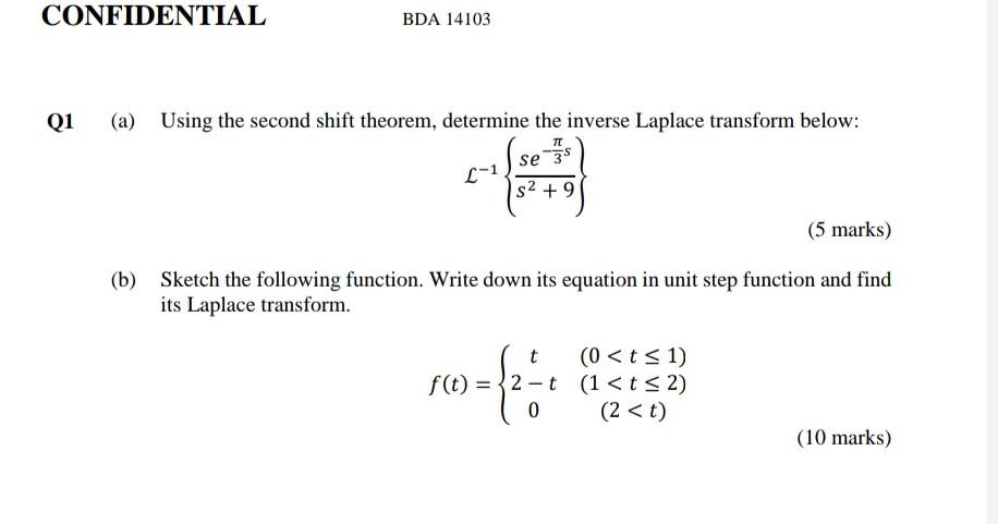 Solved CONFIDENTIAL BDA 14103 Q1 (a) Using the second shift | Chegg.com