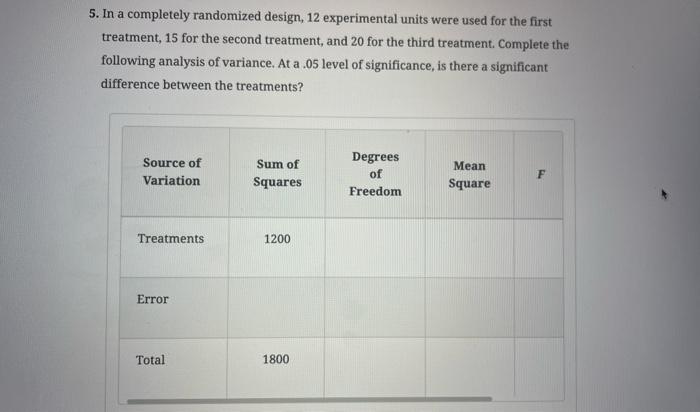 Solved fill in the ANOVA table please (p-value was cropped | Chegg.com