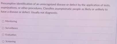 Solved Presumptive identification of an unrecognized disease | Chegg.com