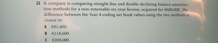Solved 22 A company is comparing straight-line and | Chegg.com
