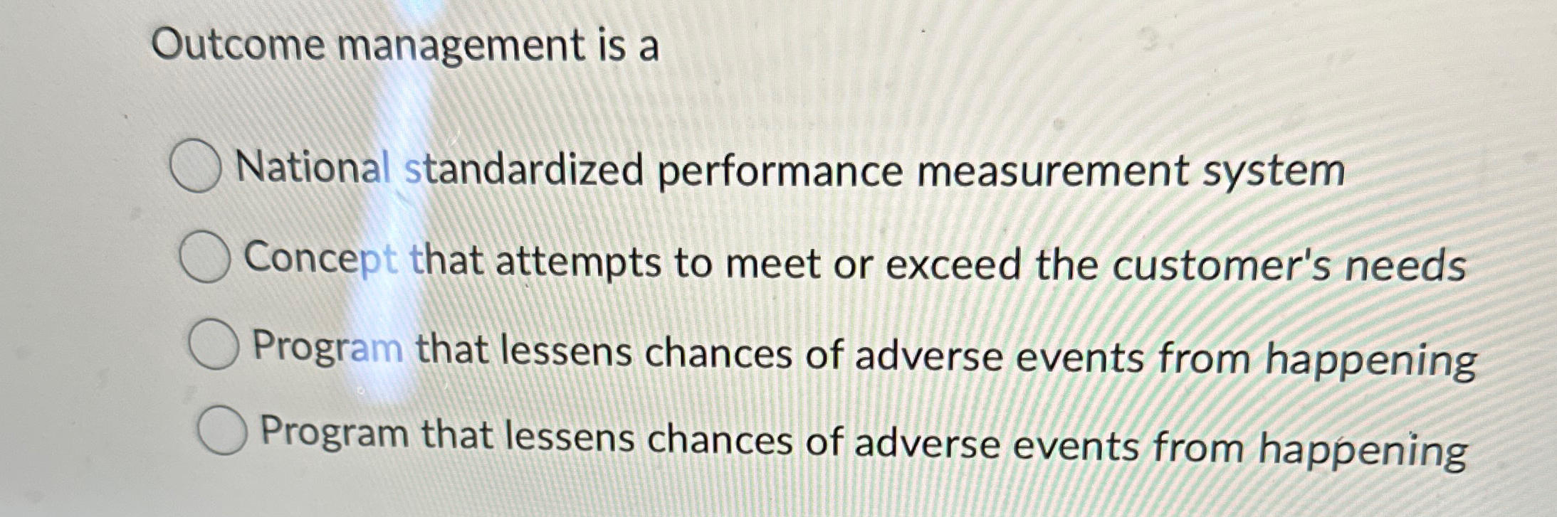 Solved Outcome management is aNational standardized | Chegg.com