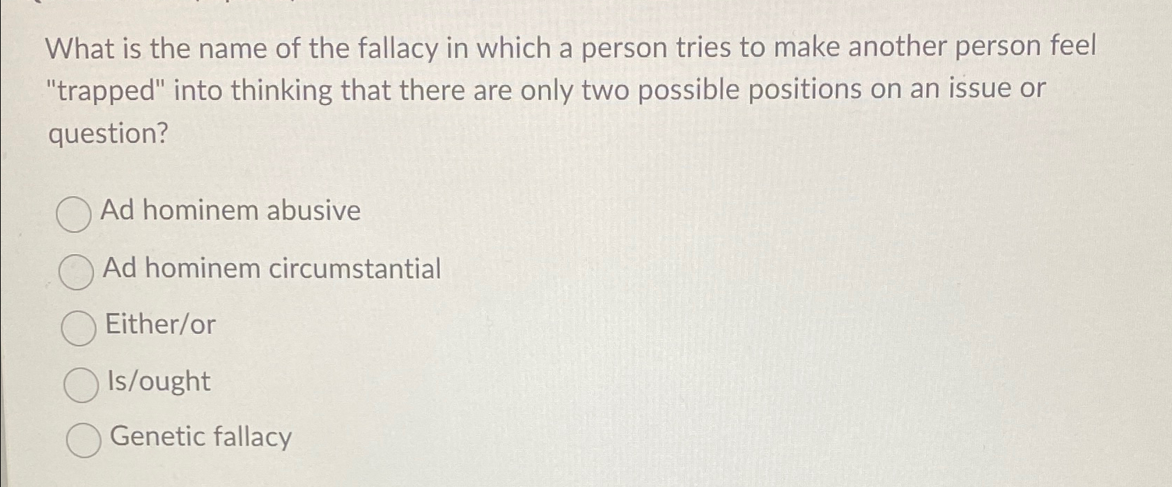 Solved What is the name of the fallacy in which a person | Chegg.com