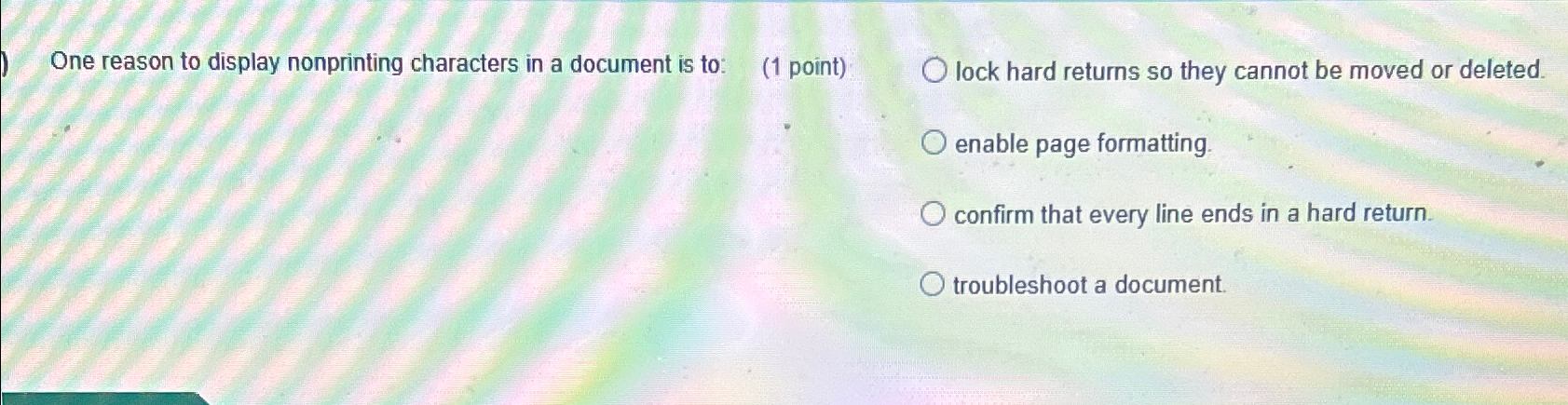 Solved One reason to display nonprinting characters in a | Chegg.com