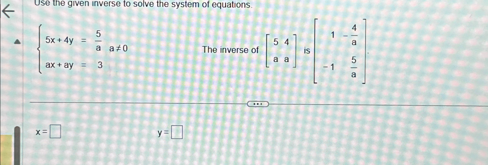 Solved Use the given inverse to solve the system of | Chegg.com