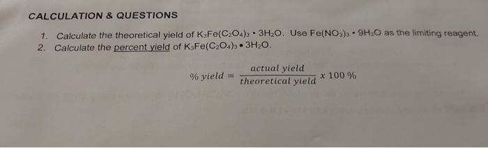 Solved 1. Calculate the theoretical yield of | Chegg.com