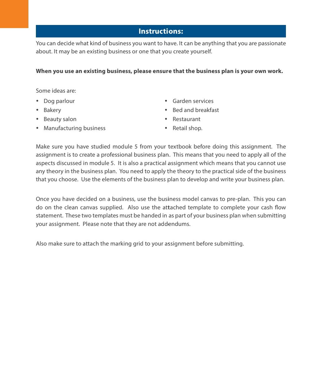 Solved Instructions:You can decide what kind of business you | Chegg.com