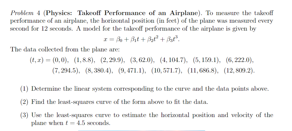 Solved Problem 4 (Physics: Takeoff Performance of an | Chegg.com