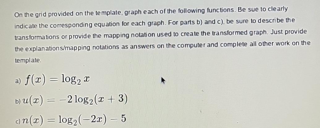 Solved On the grid provided on the template, graph each of | Chegg.com