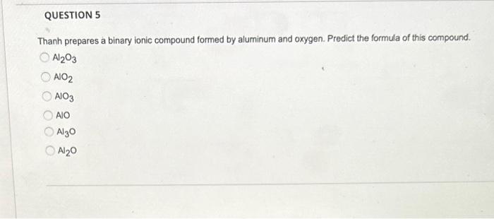 Solved Thanh prepares a binary ionic compound formed by | Chegg.com
