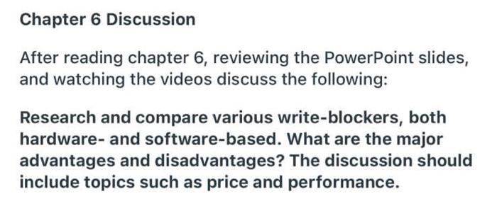 Solved Chapter 6 Discussion After reading chapter 6, | Chegg.com