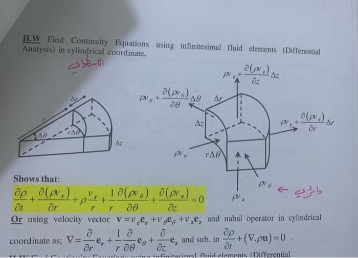Solved H.W Find Continuity Equations using infinitesimal | Chegg.com