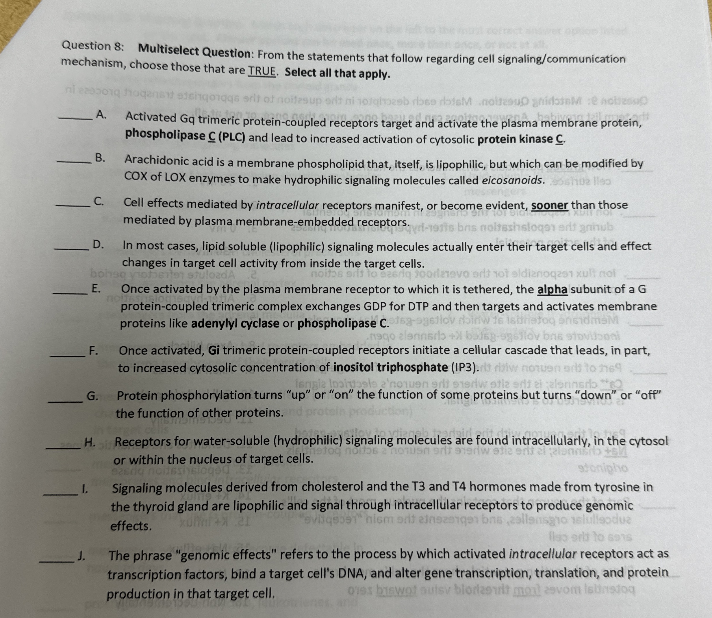 Solved Question 8: Multiselect Question: From the statements | Chegg.com