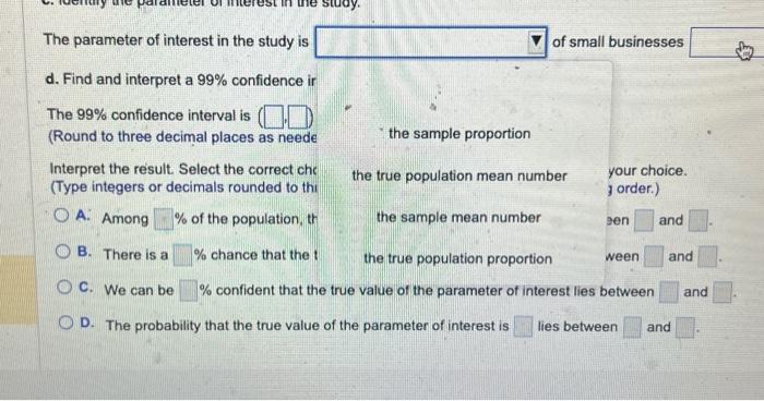 Solved The parameter of interest in the study is of small | Chegg.com