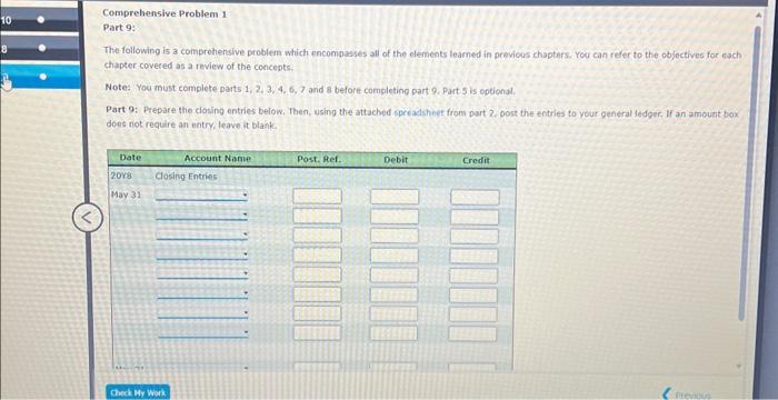Comprehensive Problem 1 Pint 9: The following is a | Chegg.com