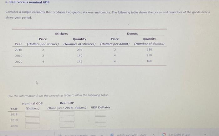 Solved Consider a simple economy that produces two goods: | Chegg.com