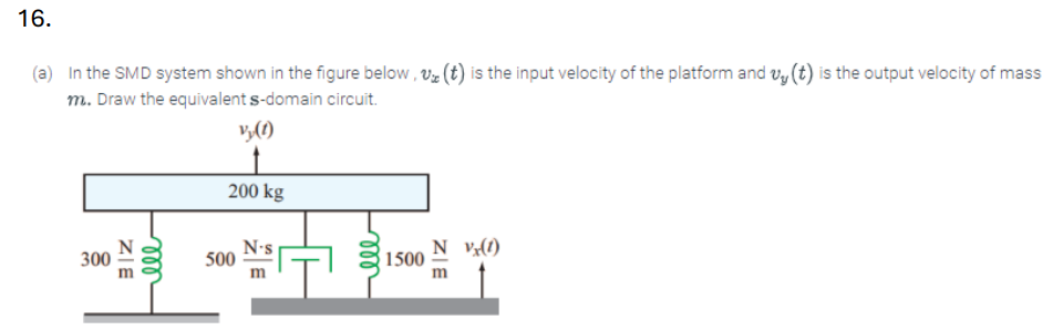 Solved In the SMD system shown in the figure below, vx(t) | Chegg.com