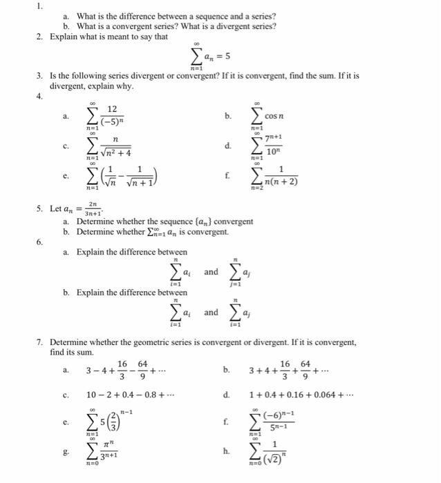 Solved 1. a. What is the difference between a sequence and a | Chegg.com