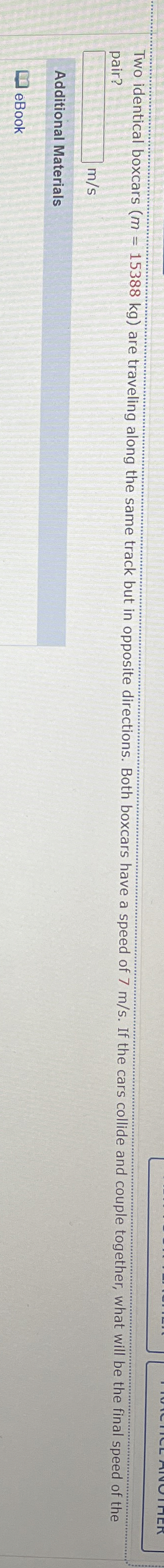 Solved Two identical boxcars Two identical boxcars | Chegg.com