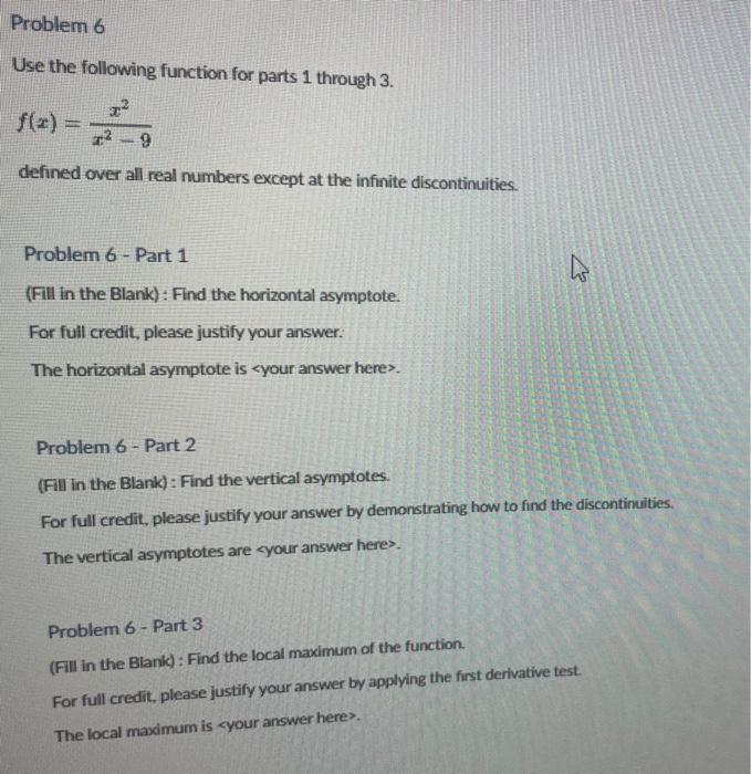 Solved Use the following function for parts 1 through 3. | Chegg.com
