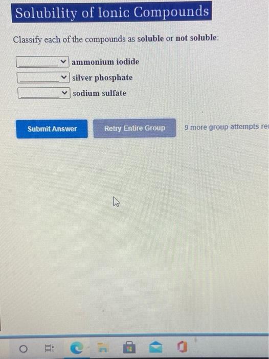 Solved Solubility of Ionic Compounds Classify each of the | Chegg.com