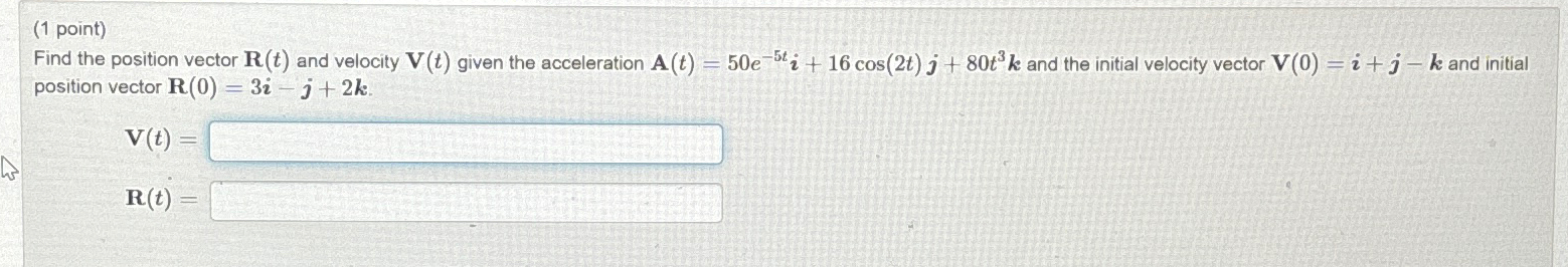 Solved Find the position vector R(t) ﻿and velocity V(t) | Chegg.com
