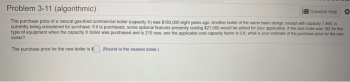 Solved Problem 3-11 (algorithmic) Question Help The purchase | Chegg.com