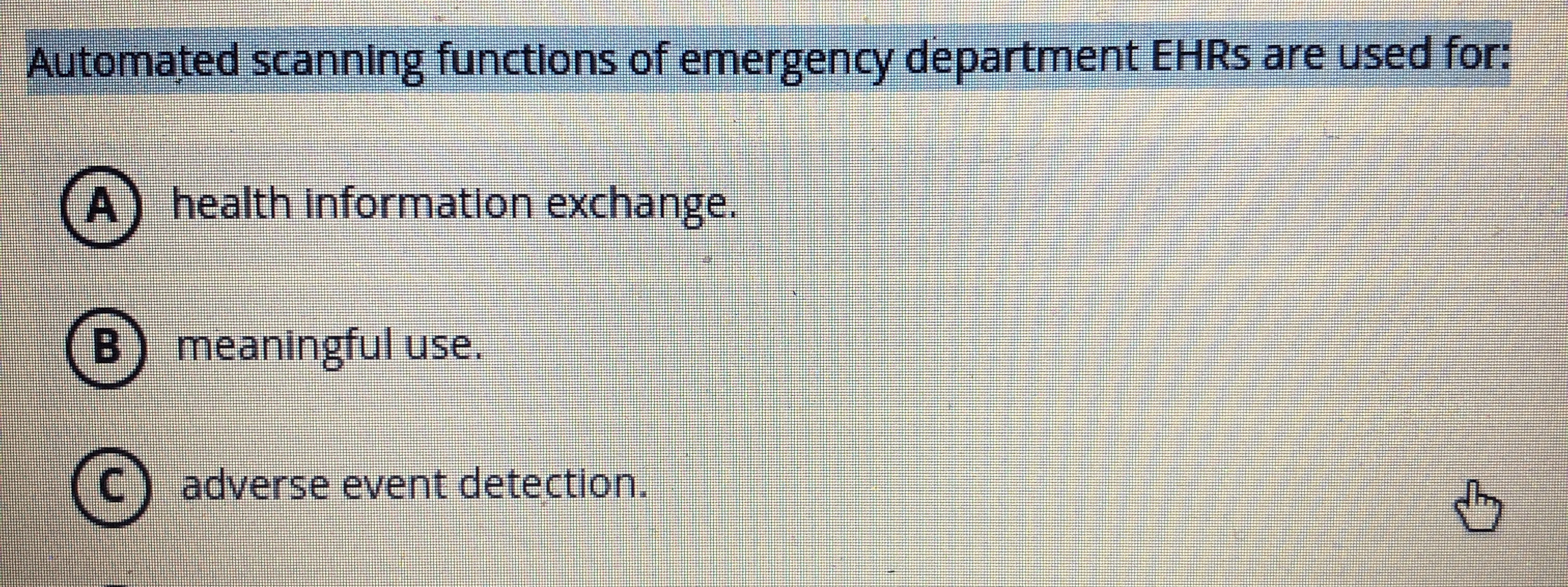 Solved Automated scanning functions of emergency department | Chegg.com