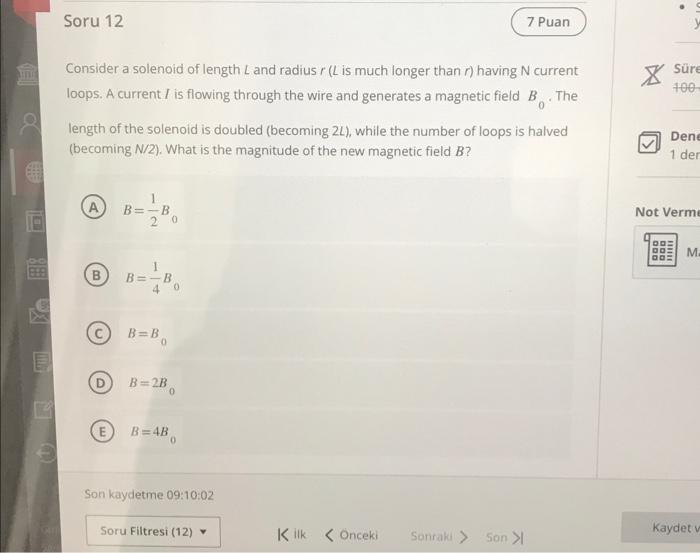 Consider a solenoid of length L and radius r ( L is | Chegg.com